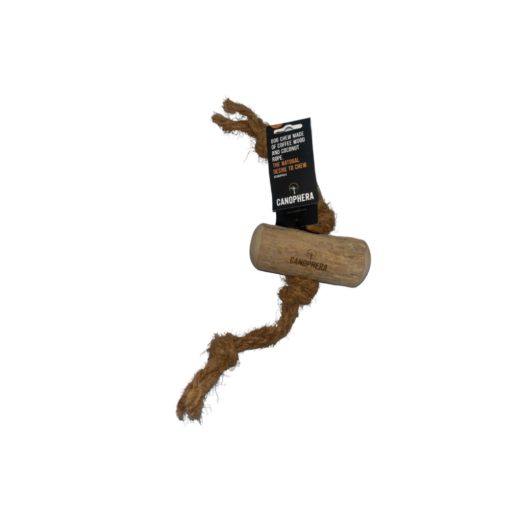 Canophera Dog Chew Coffe Wood w Coconut Rope | Raw and Kibble